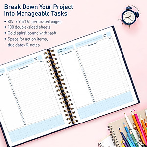 S&O Project Management Planner - Work Organizer Notebook - Project Planner Notebook - Project Manager Notebook - Project Notebooks for Work - Project Management Notebook - 200 Pages, 8.25" x 9.3”