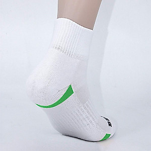 BERING Men's Athletic Cushioned Quarter Socks, White, Size 9-12, 6 Pairs