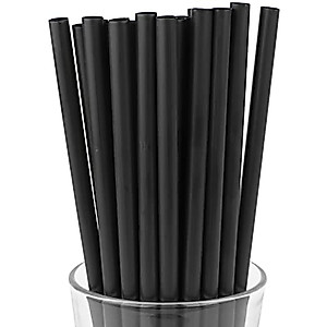 Made in USA Pack of 250 Black (9" X 0.29") Individually Wrapped PLA-Corn Starch Smoothie Drinking Straws (BPA-free)