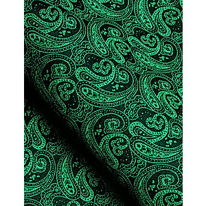 YOHOWA Men's Silk Shirt Paisley Button Down Dress Shirts Regular Fit Long Sleeve Shirt Formal Casual Green