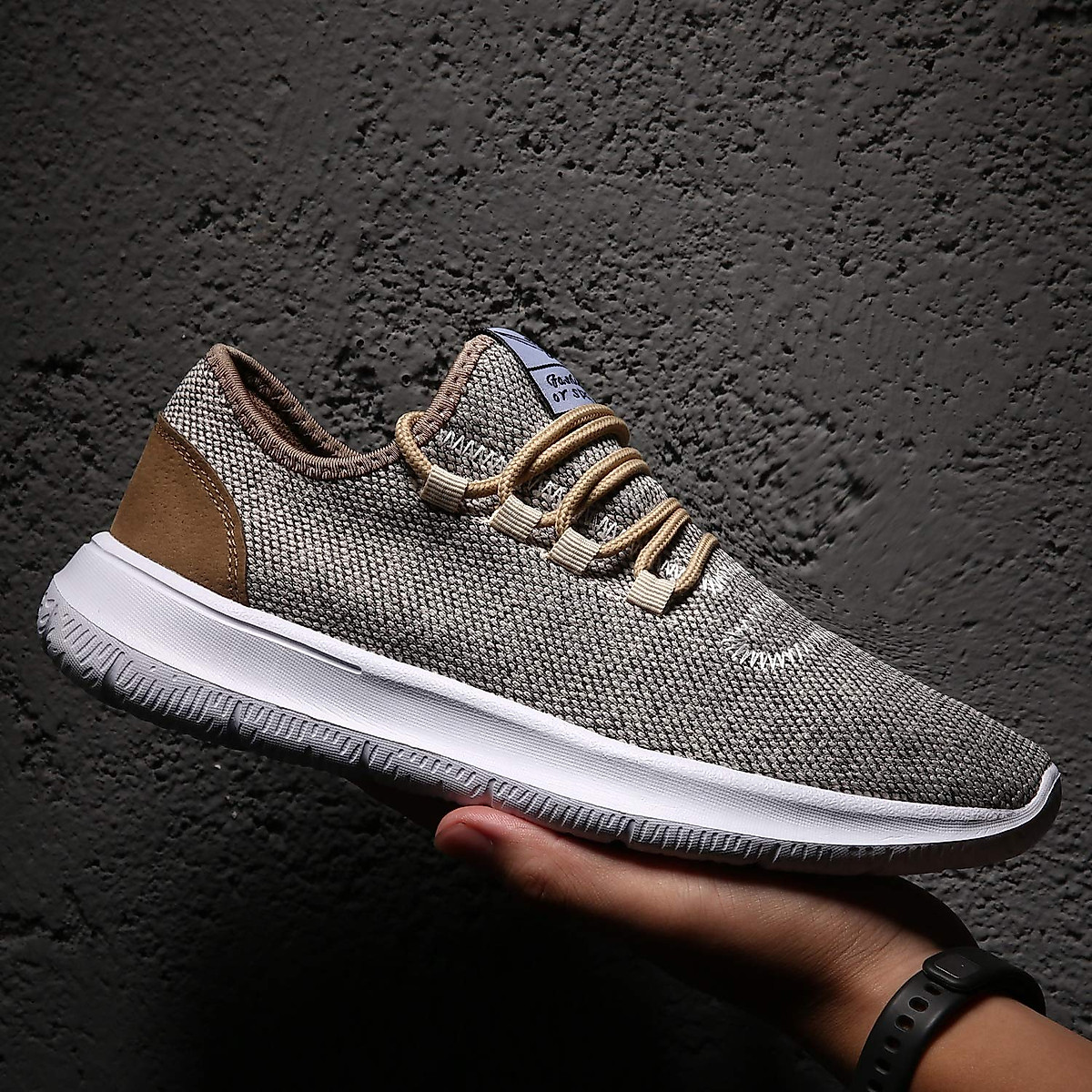 KEEZMZ Men's Running Shoes Fashion Breathable Sneakers Mesh Soft Sole Casual Athletic Lightweight (13, Beige)