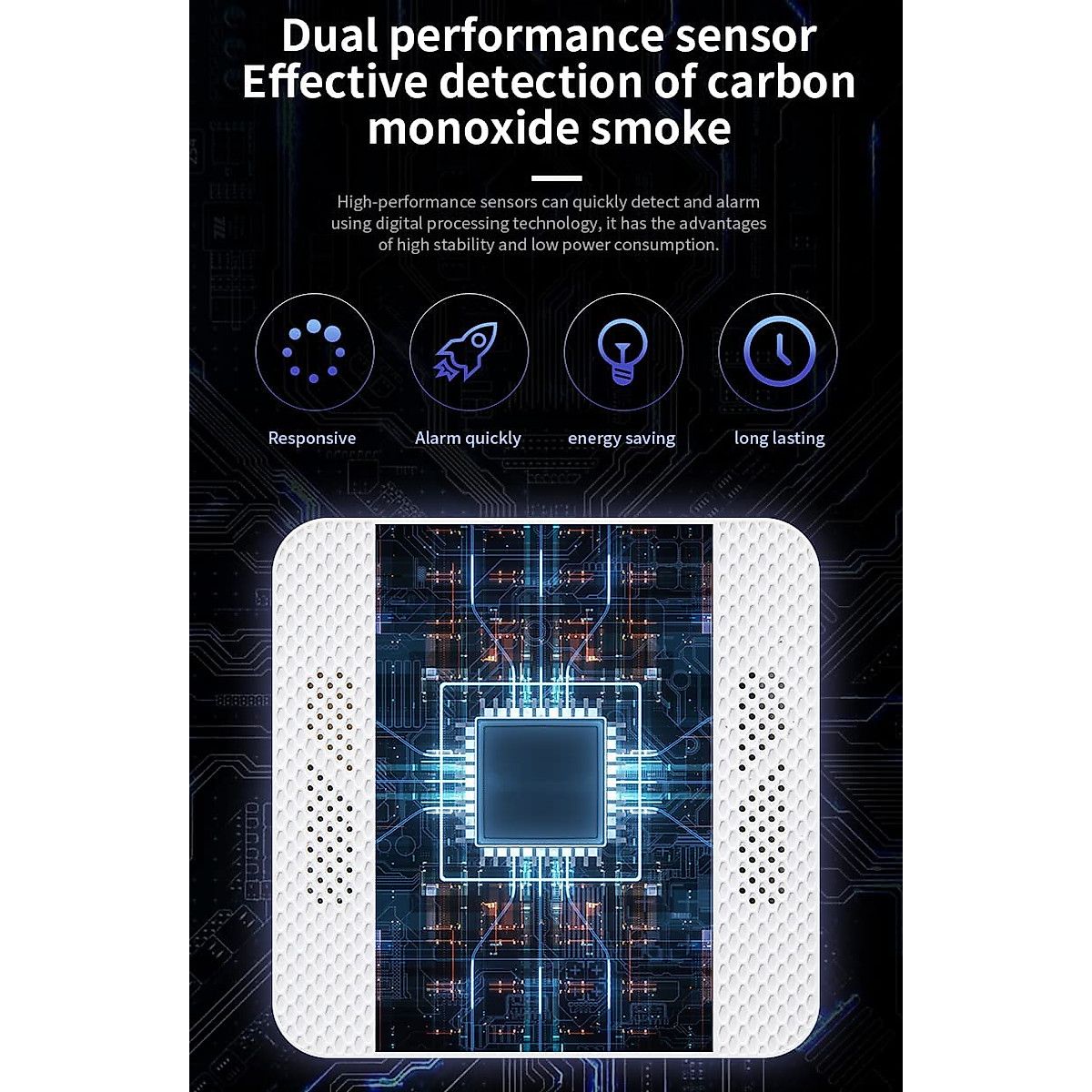 Carbon Monoxide Detectors, Portable Smart Combination Carbon Monoxide and Smoke Alarm,CO Alarm with Test Button Large LCD Display,Battery Operated