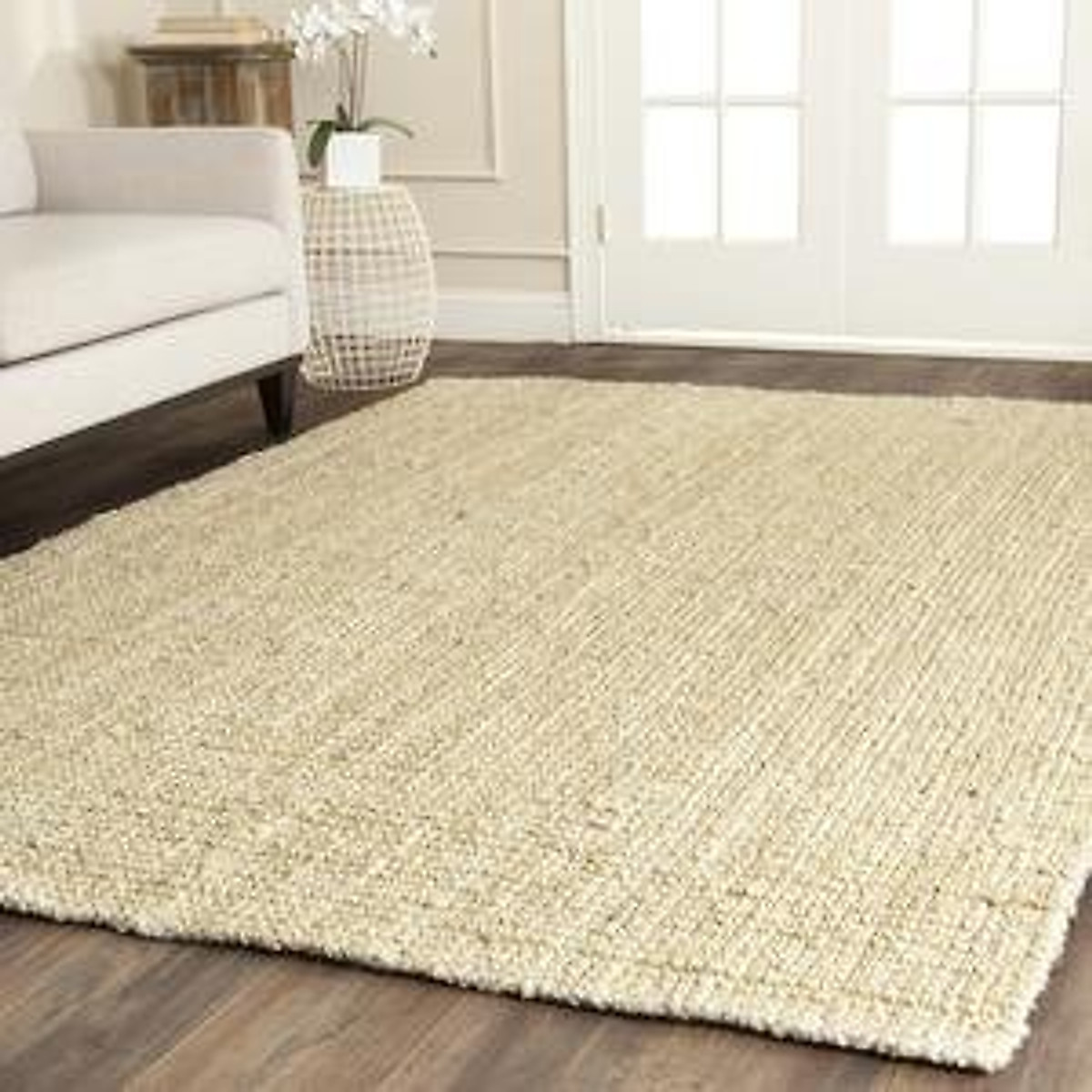 SAFAVIEH Natural Fiber Collection Area Rug - 8' x 10', Ivory, Handmade Farmhouse Jute, Ideal for High Traffic Areas in Living Room, Bedroom (NF730A)