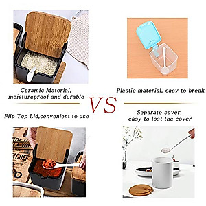 Sugar Bowl with Lid and Spoon,Ceramic Sugar Jar with Spoon and Tray,Black Sugar Condiment Containers Holder for Sugar Bowl Serving Tea,Coffee,Spice,Salt