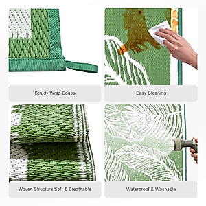 wikiwiki Outdoor Rugs 9x18 for Patios Clearance, Waterproof & Portable Camping Rugs for Outside Your RV, Large Indoor/Outdoor Plastic Straw Mats, Perfect for Deck,Balcony,Pool,Green, Rugscape Series