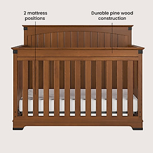 Child Craft Redmond Full Panel 4-in-1 Convertible Crib, Baby Crib Converts to Day Bed, Toddler Bed and Full Size Bed, 3 Adjustable Mattress Positions, Non-Toxic, Baby Safe Finish (Coach Cherry)