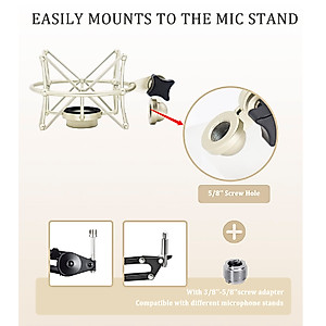 TLM 103 Shock Mount - Microphone Mount Compatible for Neumann TLM 103 M147 Condenser Mic by SUUNTOK,Silver