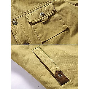 Vcansion Men's Classic Sherpa Trucker Jacket Windbreaker Stand Collar Fleece Coat Outerwear Warm Parka Army Green US L