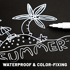 Acrylic White Paint Pens - 6 Pack 0.7mm Extra Fine White Paint Marker for Rock Painting, Wood, Metal, Fabric, Plastic, Canvas, Glass, Ceramic, Diy Crafts