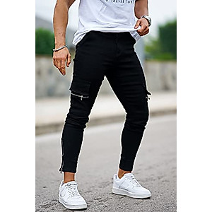 GINGTTO Black Jeans for Men Stretch Fit Skinny Denim Pants for Men Slim Size 32