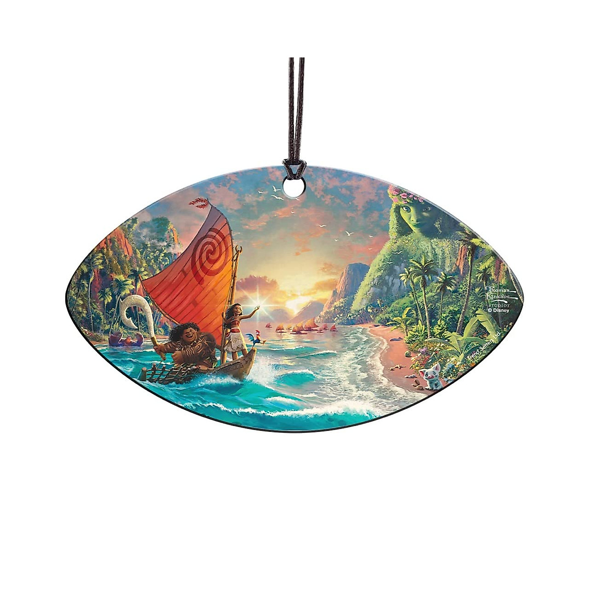 Disney – Moana – Maui Te Fiti – Thomas Kinkade Studios - 4.5” x 2.5” Oval Shaped Hanging Acrylic Print Accessory – Officially Licensed Collectible