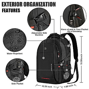 star cloud SC 17.3 Inch Business Laptop Backpack - Anti Theft Water Resistant Bookbag with USB Charging Port - Durable College School Daypack for Men Women, Black