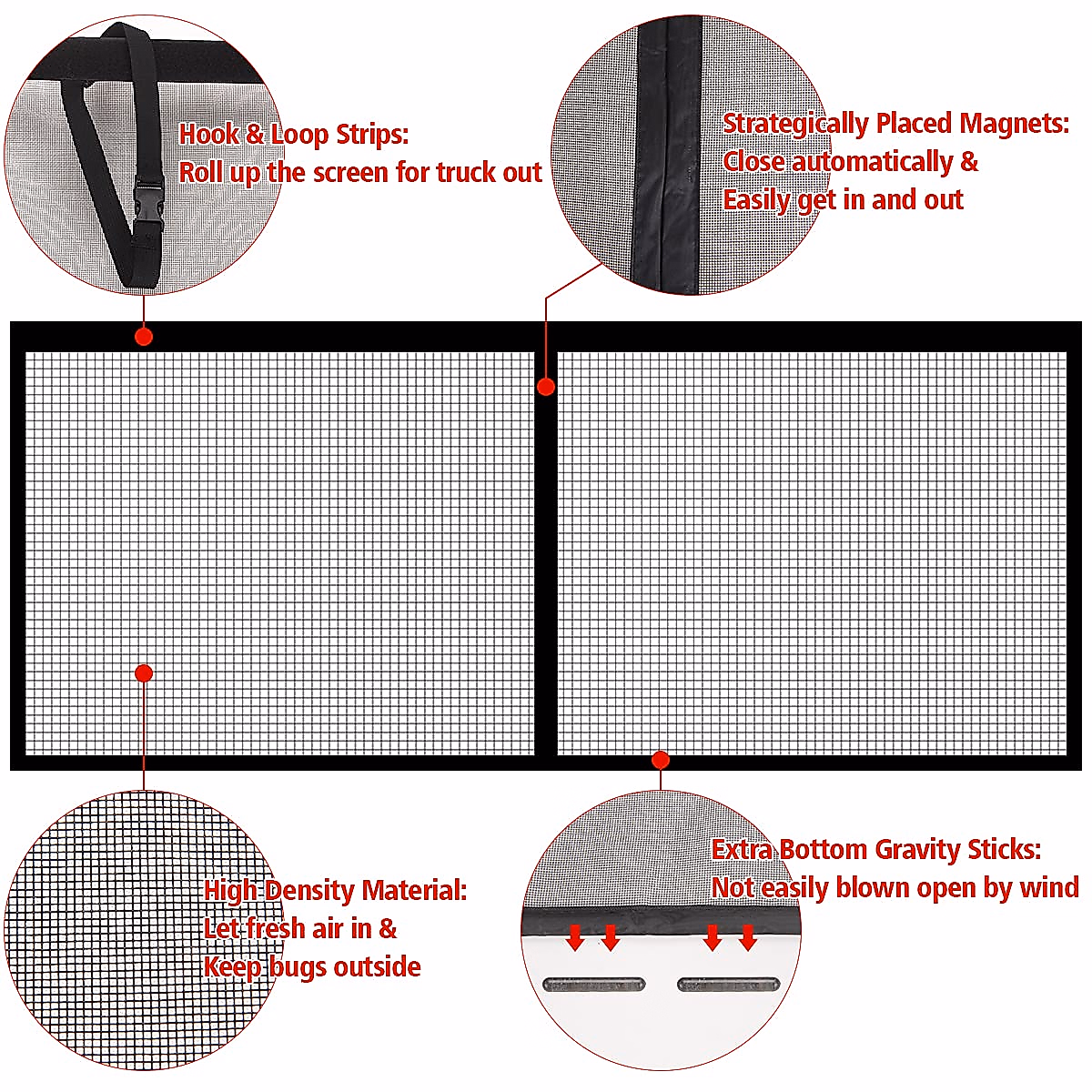 Garage Door Screen for 2 Car Garage Doors, Butizone 16x7FT Reinforced Fiberglass Magnetic Single Garage Screen Door with High Energy Magnets, Hands Free and Easy Assembly