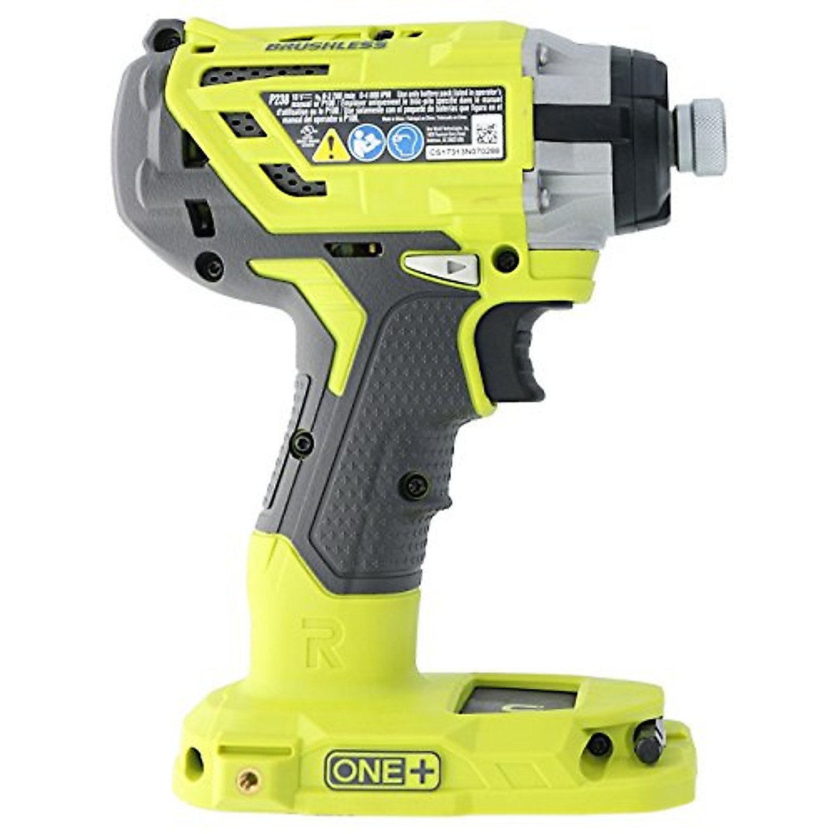 Ryobi P238 18V One+ Brushless 1/4 2,000 Inch Pound, 3,100 RPM Cordless Impact Driver w/ Gripzone Overmold, Belt Clip, and Tri-Beam LED (Power Tool Only, Battery Not Included)