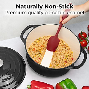 Zulay Kitchen 6 Quart Enameled Cast Iron Dutch Oven with Lid – Premium Durability & Oven Safe up to 500°F – Heavy Duty Cookware Perfect for Bread Baking, Stews, Braising & Roasting – Onyx Black