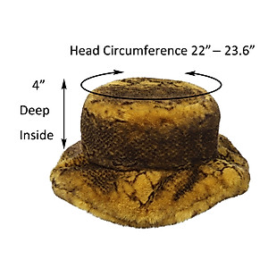 LA CARRIE Women's Snakeskin Print Faux Fur Bucket Hat Winter Warmer Fisherman Cap (Yellow)