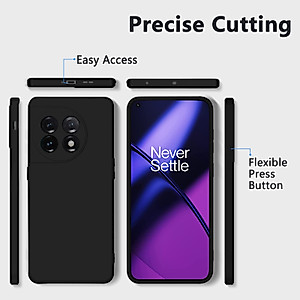 Hismart Phone Case for OnePlus 11(2023), Slim Silicone Mobile Cover Waterproof with Full Camera Protection - Black