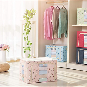 Storage Bins Boxes, Foldable Storage Bag-Capacity 72 L, Steel Frame Support Clothing Storage Bag, Quilt Collection Bag, Clothing Storage Bag With Transparent Window (Storage Bag - 1 Pack) (Pink)