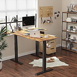 BANTI Triple Motors 63" L Shaped Standing Desk Height Adjustable, Electric Stand up Corner Desk, Sit Stand Home Office Desk Computer Workstation with Memory Preset, Rustic Brown Top