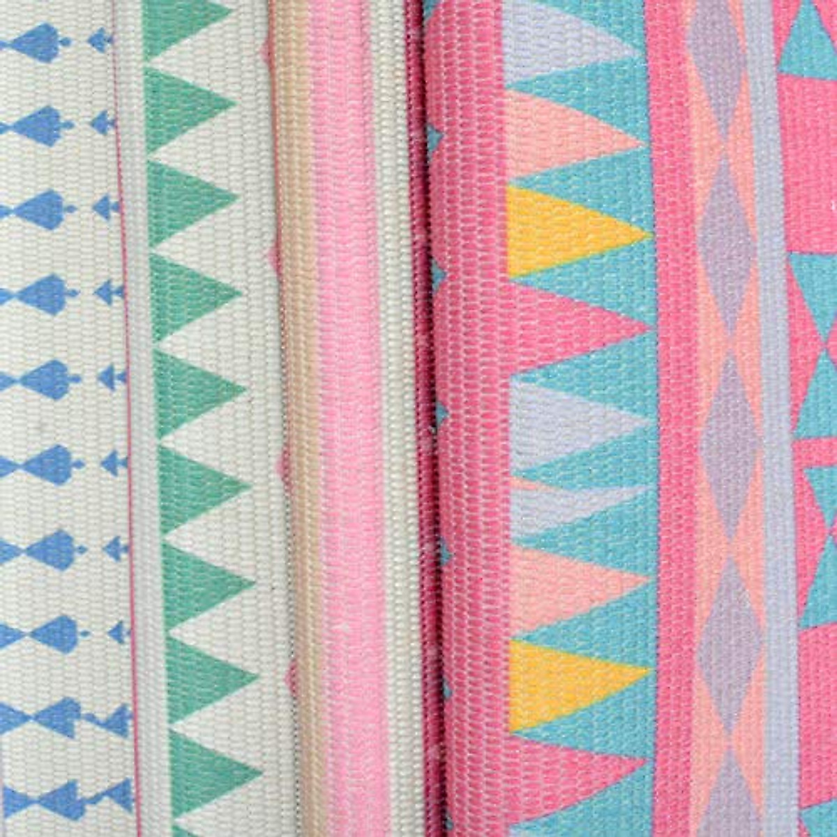 Lacomfy 2PC Cotton Area Rug Sets Pink Boho Printed Tassels Door Mat 2'x3'+2'x4.3' Hand Woven Outdoor Runner Rugs Washable Braided Rug for Kitchen Entryway Bathroom Laundry Room