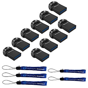 SanDisk 16GB Ultra Fit USB 3.1 Low-Profile Flash Drive (10 Pack Bundle) SDCZ430-016G-G46 Pen Drive with (5) Everything But Stromboli (TM) Lanyard