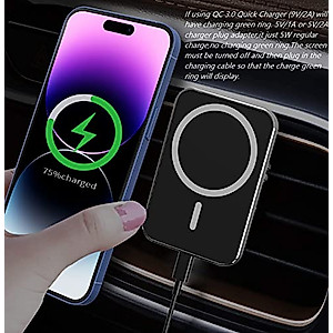 HATALKIN Magnetic Wireless Car Charger Vent Mount for Mag-Safe Mag Safe Case iPhone 14(Plus/Pro Max)/13 12(Pro/Pro Max/Mini) Magnet Phone Holder Stand 15W Wireless Charging Car Mount Air Vent Charger