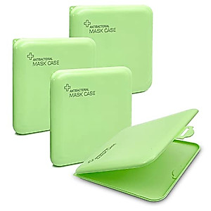 LYFJXX Mask Storage Case,4 Pack Portable Plastic Mask Storage Case, Reusable Mask Organizer to Protect and Store Disposable Masks Green