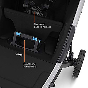 Thule Spring Stroller - Compact Baby Stroller Perfect for Everyday Use - Features 5-Point Harness, Lightweight and Compact Design, Vented Canopy with See-Through Mesh, Padded Reclining Seat