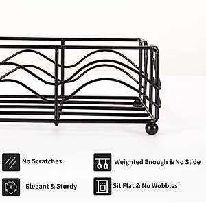 Ebristar Guest Towel Napkin Holder, Elegant Disposable Paper Hand Towel Holder, Modern Black Napkin Holder Storage Tray, Sturdy Guest Towel Holder Tray for Bathroom Kitchen Dining Table - Rectangle