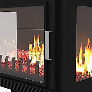 HOMCOM 24" Electric Fireplace Stove, Freestanding Fire Place Heater with Realistic Logs Flame, Adjustable Temperature, Overheat Protection, 1000W/1500W, Black