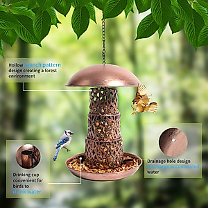 VGHELO Wild Bird Feeders for Outdoors Hanging, Metal Copper Bird Seed Feeders, Unique Hanging Bird Feeder for Backyard and Garden Decor