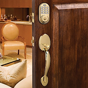 Yale Security Electronic Push Button Deadbolt Fully Motorized with Zwave Technology, Polished Brass