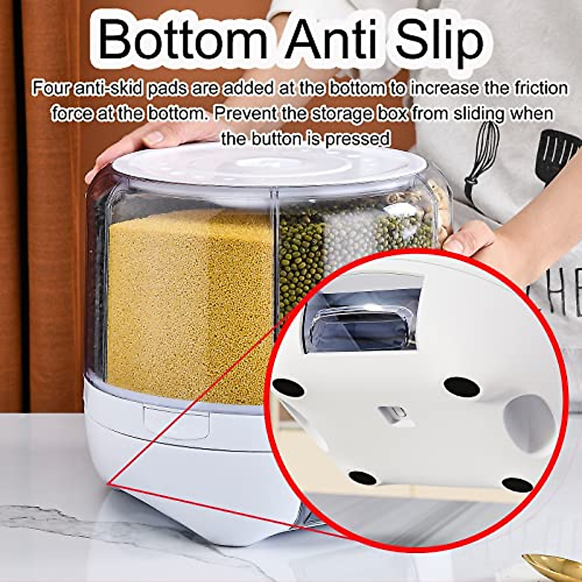 (Upgrade) XIYAO 20LBS Rice and Grain Storage Container, 360°Rotating Food Dispenser with Sealing Lid, Food Cereal Container Bins for Rice & Cereal Kitchen Storage