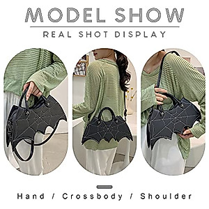 LUI SUI Womens Black Bat Wing Tote Purse Shoulder Bags Holloween Bat Spider Web Crossbody Bags For Girls