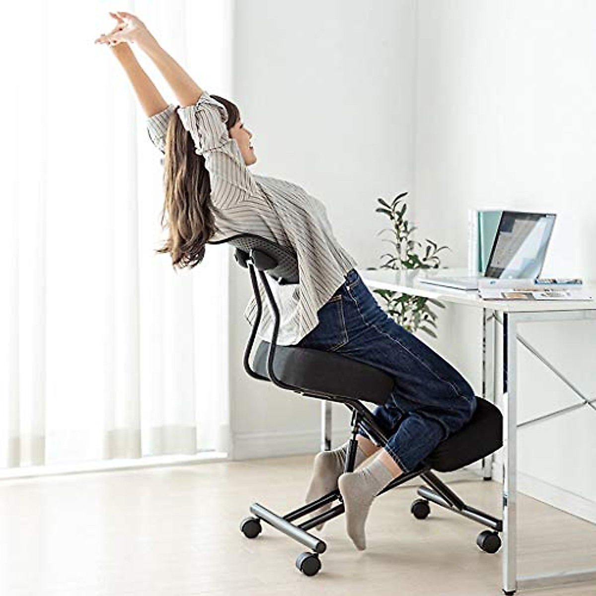 Kneeling chair Home Office Chairs Adult Student Sitting Posture Correction seat Lifting Chair Office Study Chair Home Computer Chair Ergonomic Chair with Roller