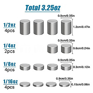 Tungsten Wood Car Weights 3.25oz Cylindrical Tungsten Weights Kit for Pine Race Wood Car, 14 Pieces Incremental Cylinders Weight to Optimize Your Wood Car Speed 4 Sizes