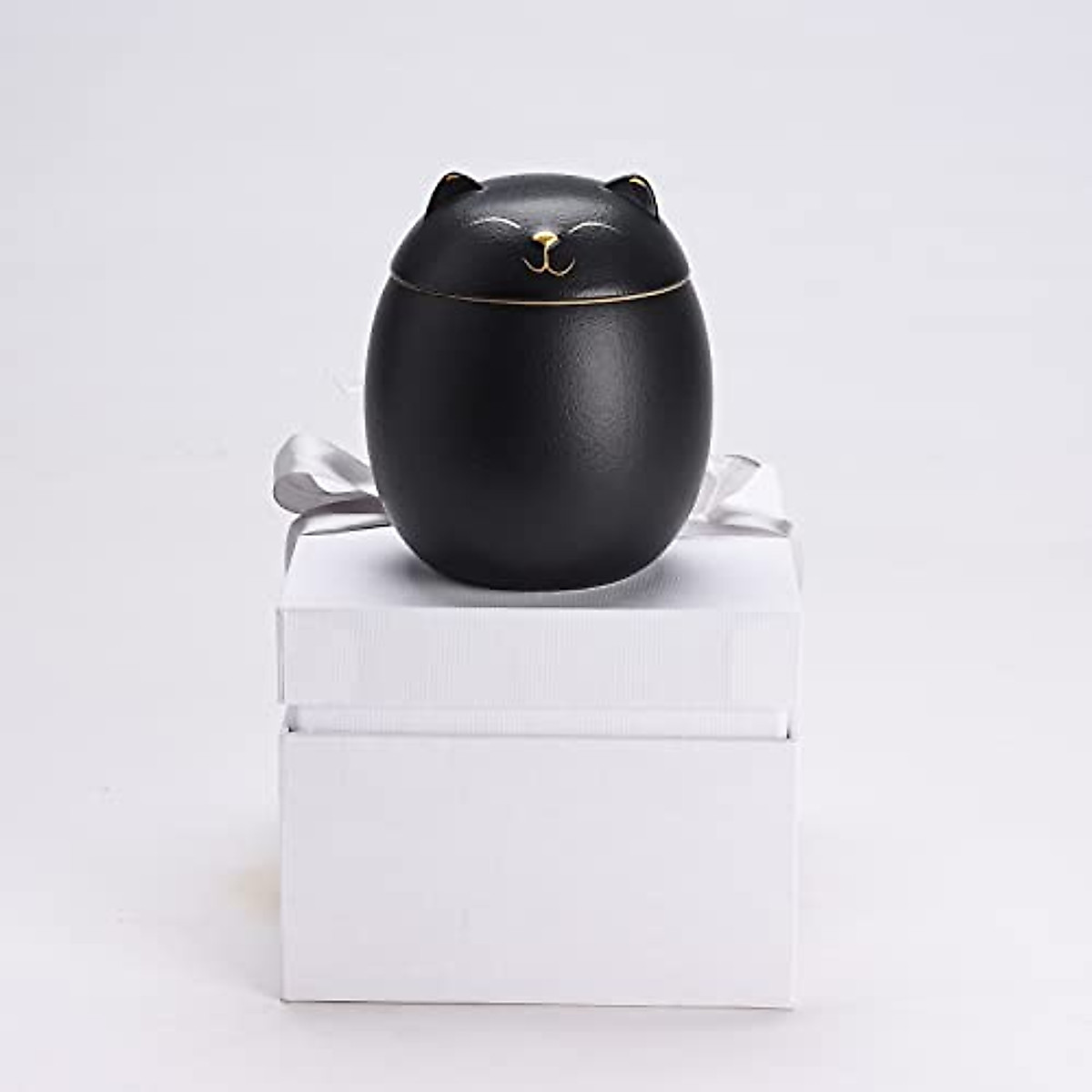 LMEILI Pet Urns for Cats Box Ashes Keepsake Memorial Cremation Small Dog Animal Ceramics Ashes Funeral Urn Personalized (Small Black)