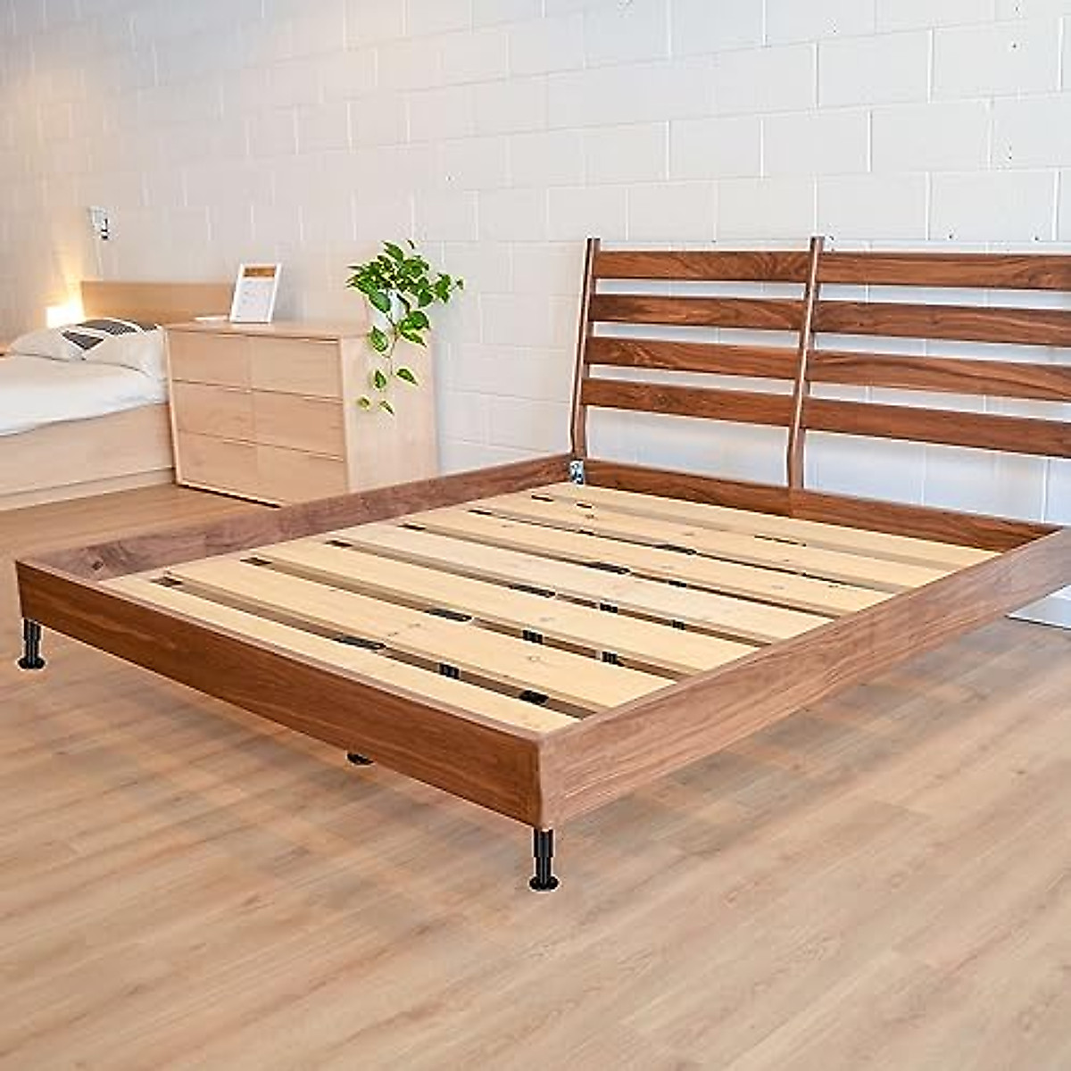 RealPlus 4pcs Adjustable Bed Frame Support Legs, Heavy Duty Metal Bed Center Slat Support Legs with Wider Base (4.7"-7")