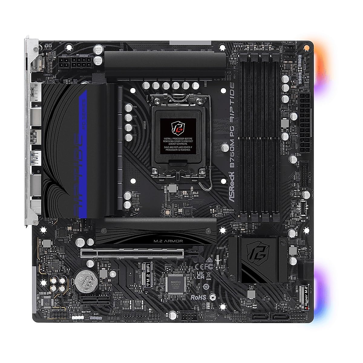 ASRock B760M PG Riptide Intel 12th & 13th Generation CPU (LGA1700) B760 Chipset, DDR5 Micro ATX Motherboard