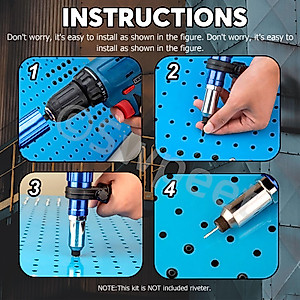 Swpeet 80Pcs 3/16" x 9/16" / 3/4" / 13/16" / 1" Aluminum Long Grip Tri-Grip Rivets Tri-Fold Tri Bulb Mounting Rivet Blind Rivets Assortment Kit, Tri-Grip Rivet Perfect for Deep Water Installing Boat