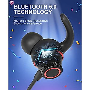 Tecno B1 Bluetooth Headphones, Bluetooth Earbuds Wireless with 38Hrs Playtime, Wireless Bluetooth Headphones for Sports, Sweatproof & IPX5 Waterproof Wireless Headphones（Black）