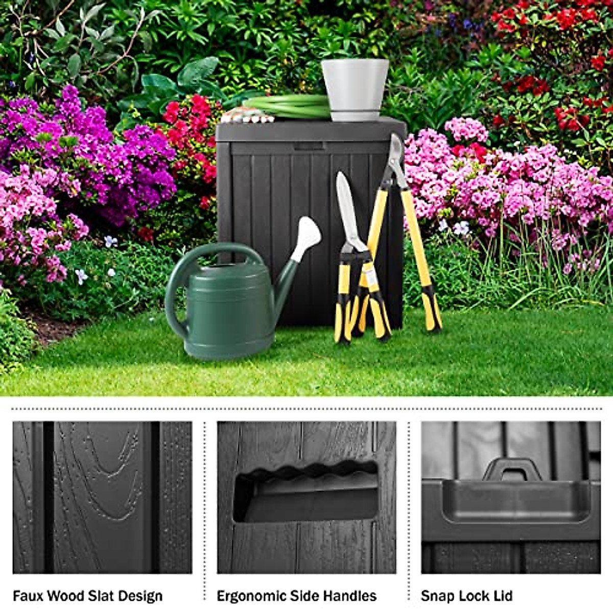Pure Garden Outdoor Storage Box, 50-Gallon, Black