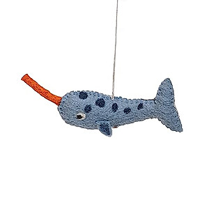 Solas Fifty Two Wool Felt Ocean Animals Hanging Decorations Nursery Decor Felt Animal Figures for Play Set of 5 Handmade Narwhal, Shark, Turtle, Octopus, Whale Christmas Tree Ornaments