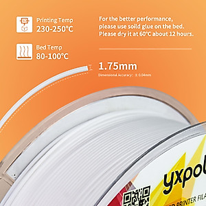 3D Printer Filament Nylon Filament PA6 Nylon Filament 1.75mm White Nylon Clear Spool Net Weight 2.2 lbs 1kg 3d Printing Filament High Strength Durability Heat Resistance 3d Printer Accessories Easy PA