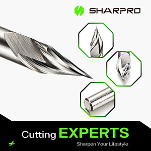 SHARPRO Chamfer End Mill V Groove O Flute Spiral Router Bit 30 Degree 1/4 Inch Shank CNC Carbide V-bit for Engraving and Chamfering Lettering, Ideal for Wood, Plywood, MDF, PVC and Acrylic