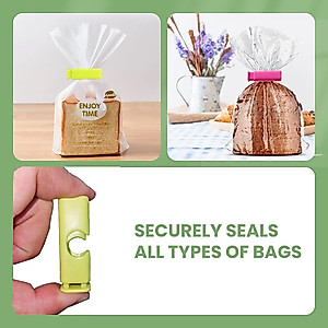 wanh Bread Bag Clips Reusable,Snack Bread Wrapper Sealing Clip to Keep Bread Fresh, Bread Ties Bag Closures Closer Cinchers,Squeeze and Lock Bread Clips for Food Storage (8Pcs Pink)