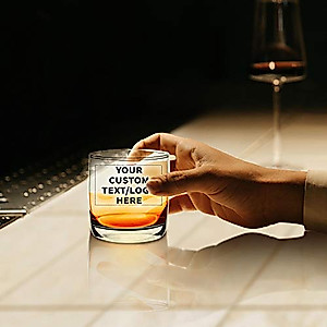 Custom Whiskey Glasses 10 oz Set of 10, Personalized Bulk Pack - Heavy Base Old Fashioned Glass, Perfect for Scotch, Bourbon, Whiskey, Cocktail - Clear