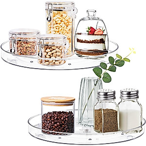 4 Pack Lazy Susan Organizer, Set of 2 for 10.6inch / 9.25inch Clear Lazy Susan Turntable for Cabinet