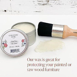 Furniture Wax - 100% Natural Sealant for Chalk Furniture Paint or Raw Wood, Light Protection, Easy to Apply, No Odor, Eco-Friendly - 7 Color Choices - Clear (4 oz)