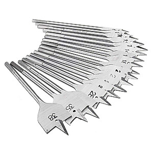 Taladro plano para madera, taladro plano de tres puntos para carpintería, 5 piezas, broca plana de pala de madera de 13 mm, plateado, para taladros eléctricos, taladros recargables